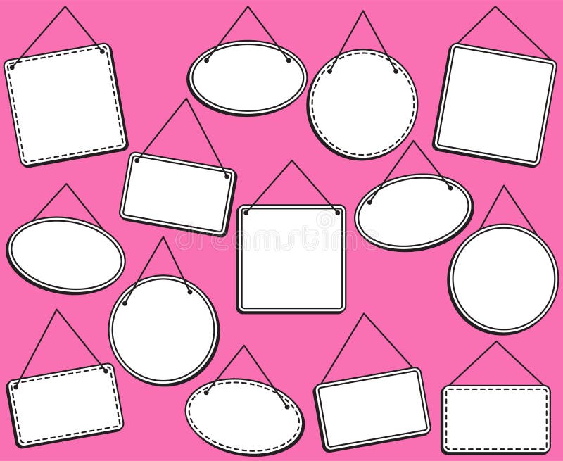 Doodle Style Hanging Signs or Frames Stock Vector - Illustration of ...