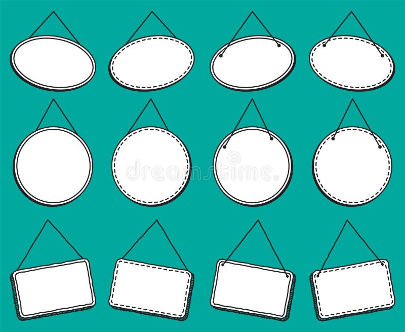 Doodle Style Hanging Signs or Frames Stock Vector - Illustration of ...