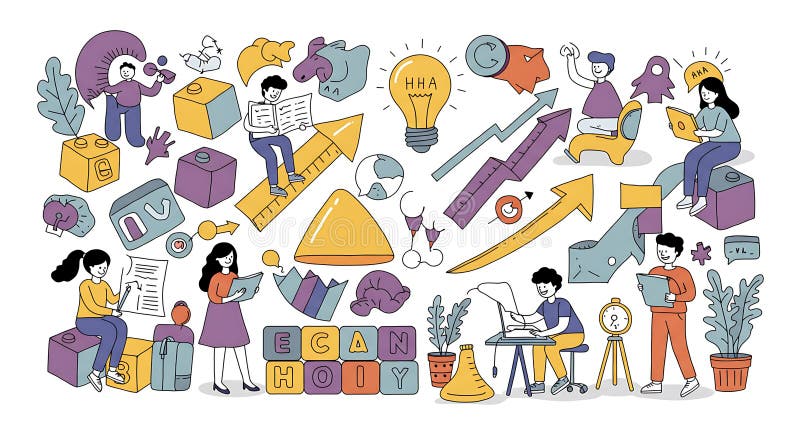 Doodle-style Illustration Featuring People Engaged in Various ...