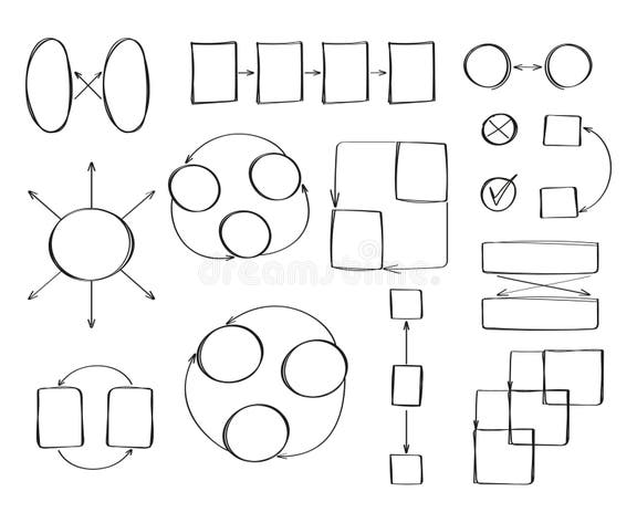 Doodle Style Infographics, Featuring Blank Circles, Arrows, and Square ...