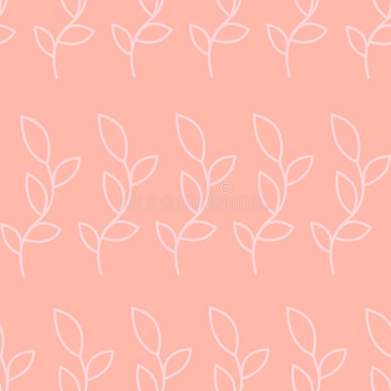 Doodle Style. Print. Pattern with Light Pink Contour Branches on a Pink ...
