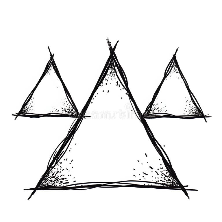 Doodle-style Triangles with Scribbled Outlines in Black Ink Stock Photo ...