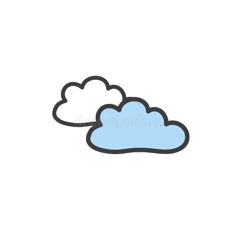 Doodle Style Two Color Cloud Drawing. Vector Drawing by Hand. Symbol of ...