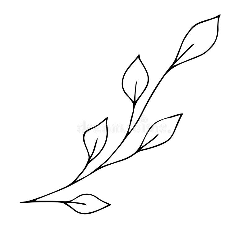Cute Twig on a White Background. Vector Hand-drawn Illustration in ...