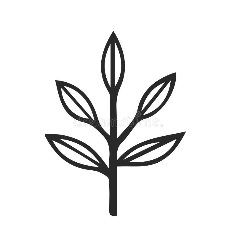 Doodle Style Vector Illustration. Simple Element of Twig and Leaves ...