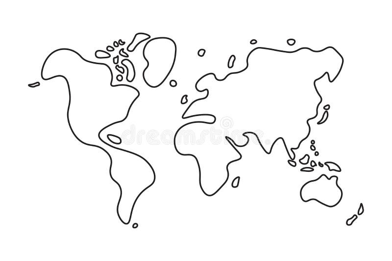 Freehand Drawing Style of World Map and Continent . Stock Vector ...