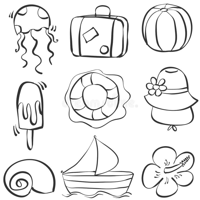 Doodle of Summer Hand Draw Style Stock Vector - Illustration of sign ...