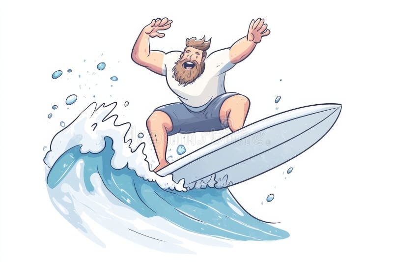 Doodle of a Surfer Performing a Trick on a Wave, Simple Illustration ...