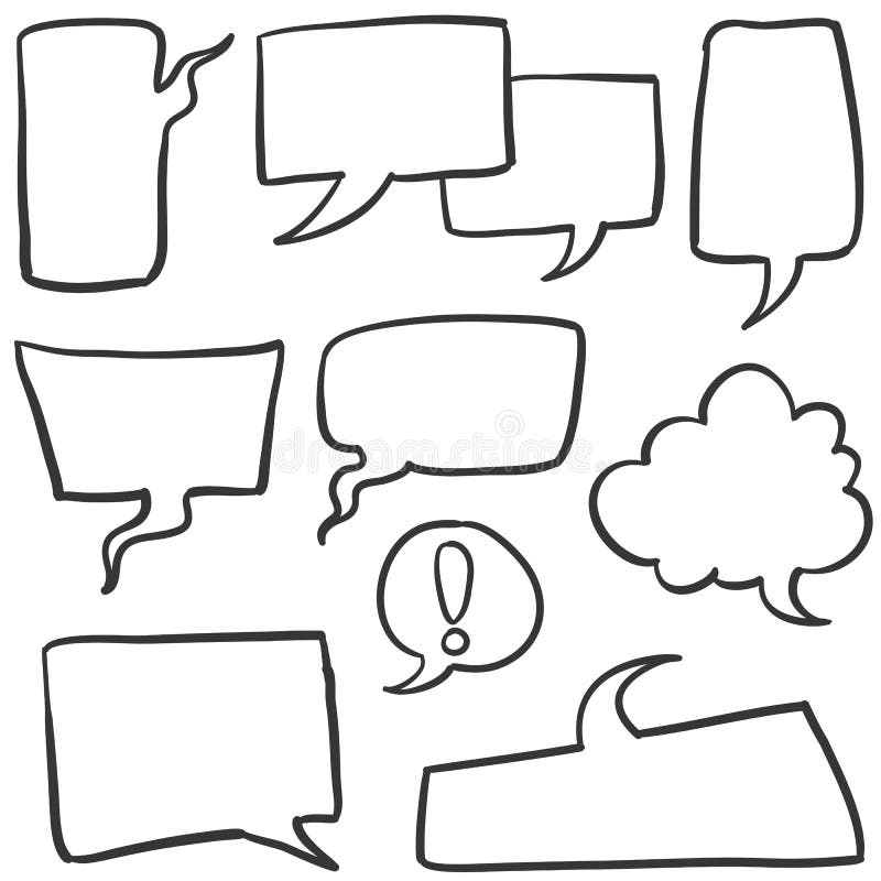 Doodle of Text Balloon Set Style Stock Vector - Illustration of dialog ...