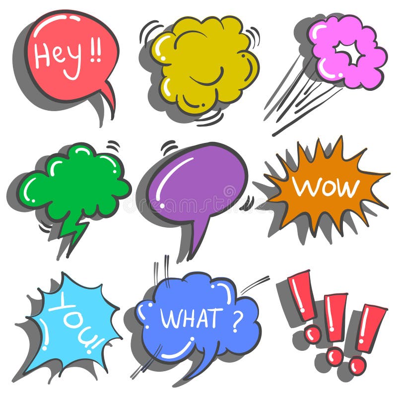 Doodle of Text Balloon Style Colorful Stock Vector - Illustration of ...