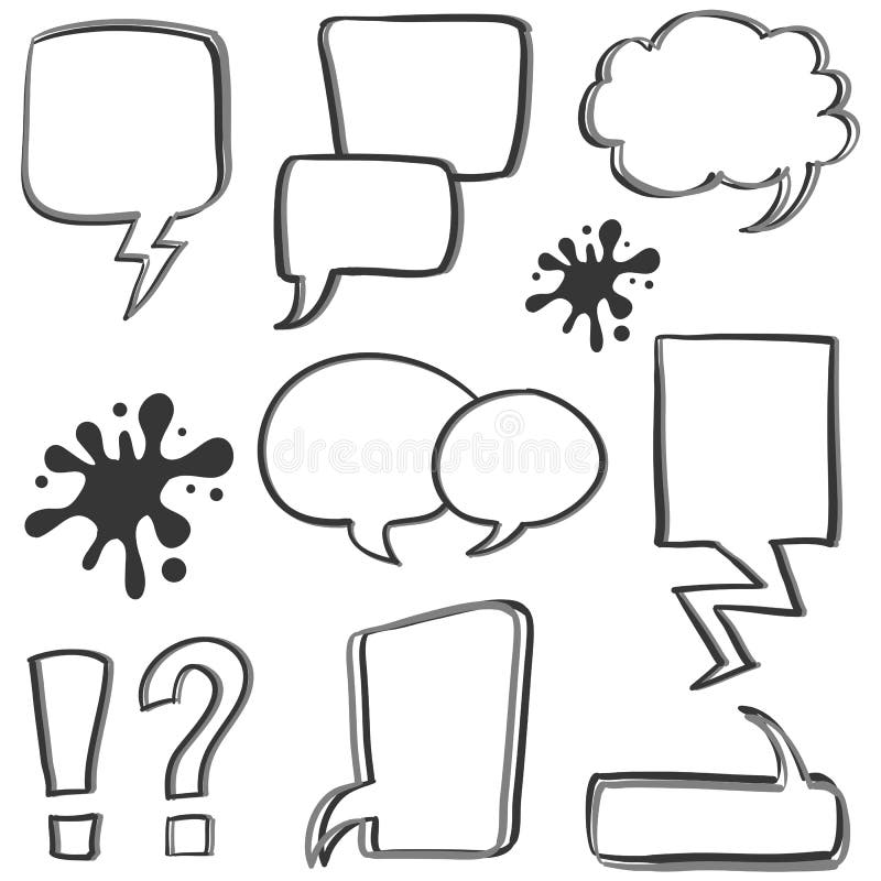 Doodle Text Balloon Hand Draw Stock Vector - Illustration of collection ...