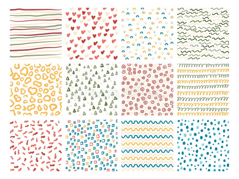 Doodle Textures. Hand Drawn Abstract Elements. Minimal Simple Patterns ...
