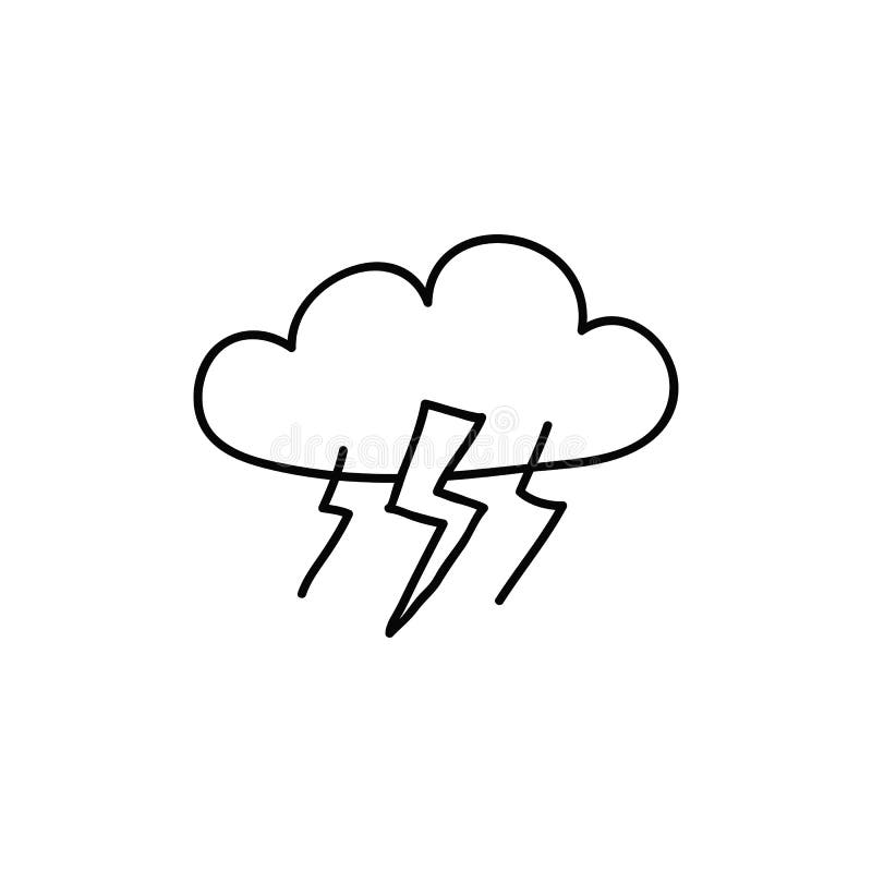 Thunderstorm Cloud Doodle Drawing Stock Vector - Illustration of vector ...