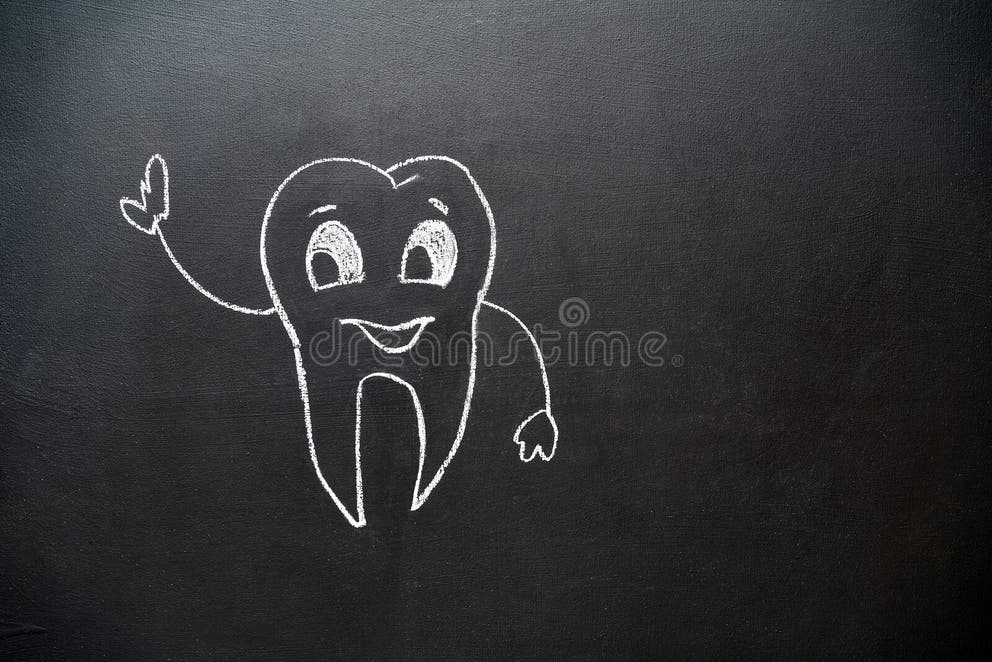 Doodle Tooth with Smile Drawing on Blackboard Stock Image - Image of ...