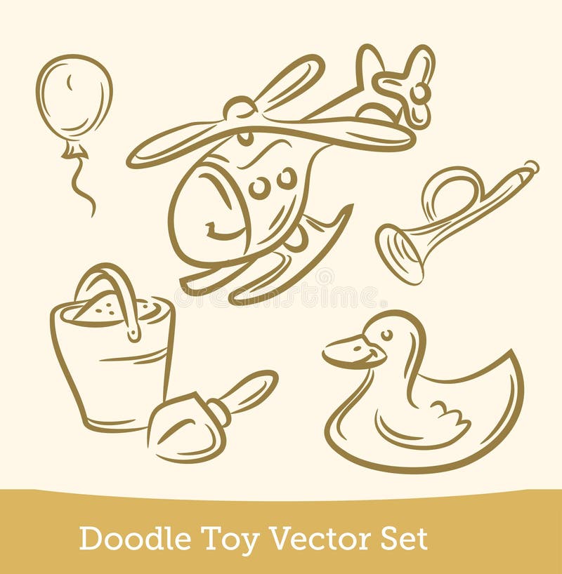 Doodle Toy Set Isolated on White Background. Vector Stock Vector ...