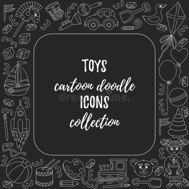 Doodle Toys Icons Vector Frame Stock Vector - Illustration of cute ...