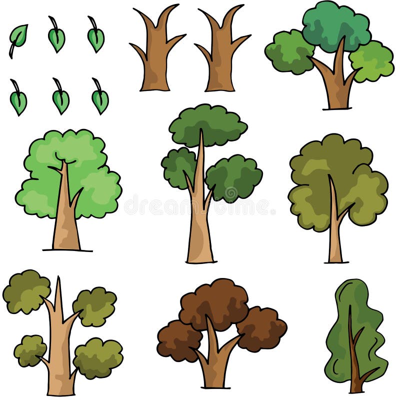 Doodle of Tree Cartoon Style Stock Vector - Illustration of strike ...