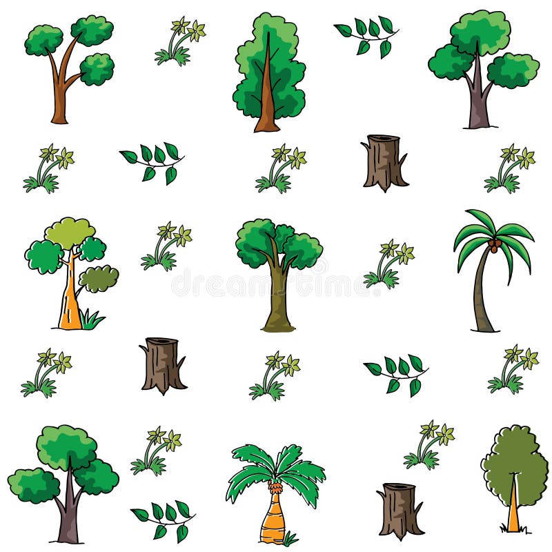 Doodle of Tree Collection Stock Stock Vector - Illustration of doodle ...