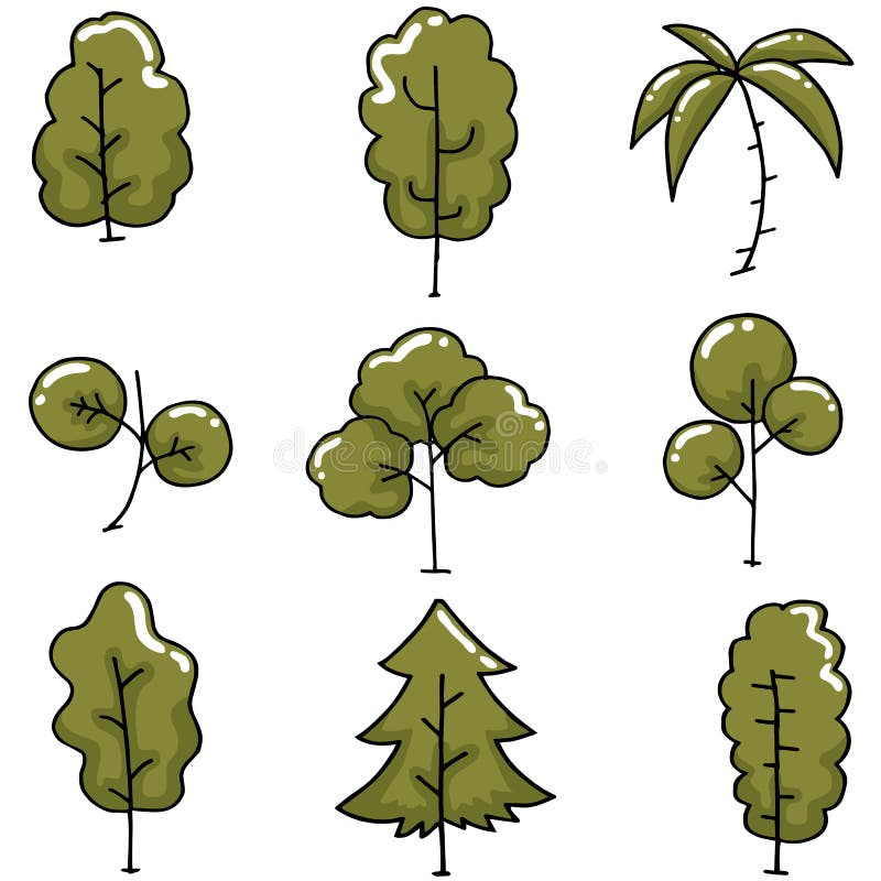 Doodle of simple tree set stock vector. Illustration of drawing - 78784166