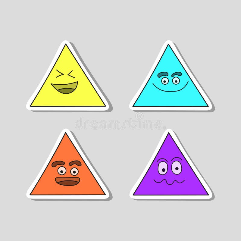 Triangle Cartoon Character Sticker Stock Vector - Illustration of ...