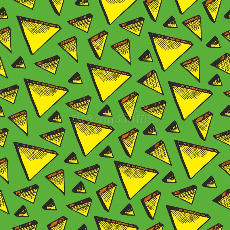Doodle Triangles Seamless Background. Lines and Shapes. Hand Drawn ...