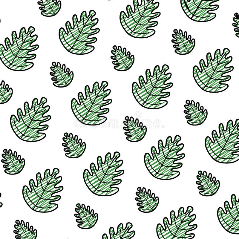 Doodle Tropical Leaf Botany Nature Background Stock Vector ...