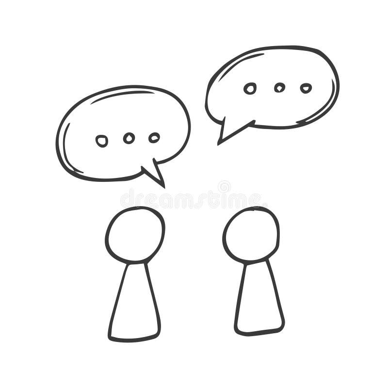 Doodle Two Buble Speech Icon. Teamwork Dialogue. Two People Talk Icon ...