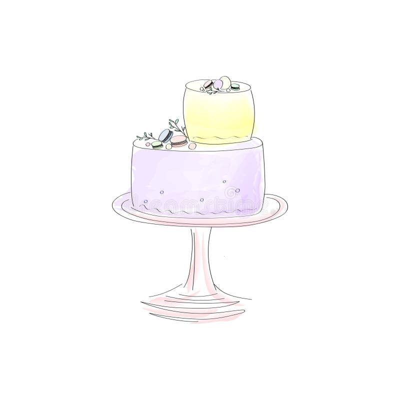 Doodle. a Two-story Cake Decorated with Cookies Standing on a Table ...