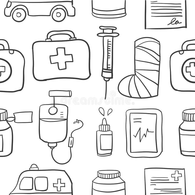 Doodle of Various Medical Object Style Stock Vector - Illustration of ...
