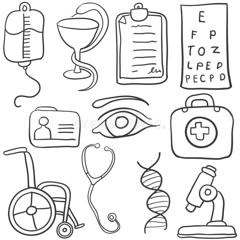 Doodle of Various Medical Object Stock Vector - Illustration of clinic ...