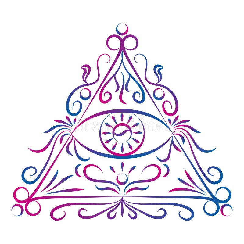 Doodle Vector Abstract Eye in Triangle Stock Vector - Illustration of ...