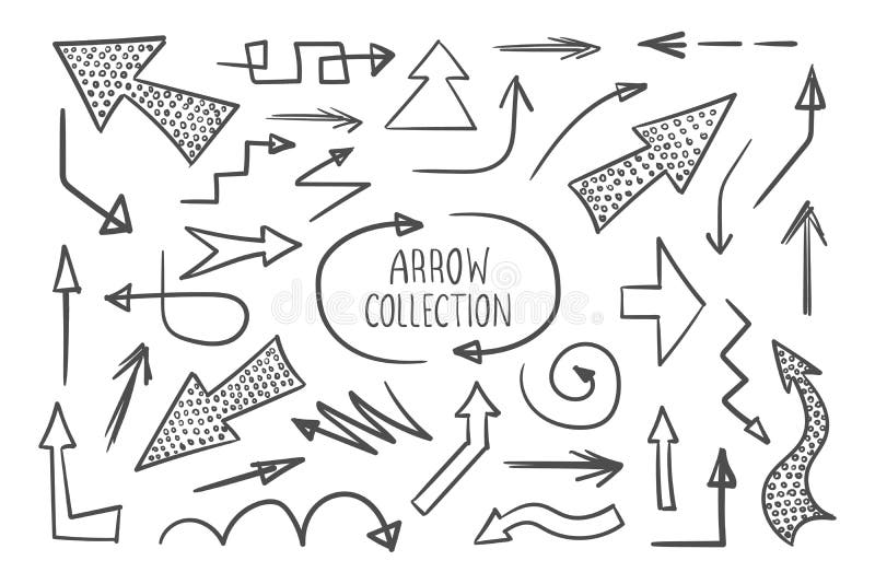 Doodle Vector Arrows. Collection of Hand Drawn Arrows. Arrows Icons Set ...