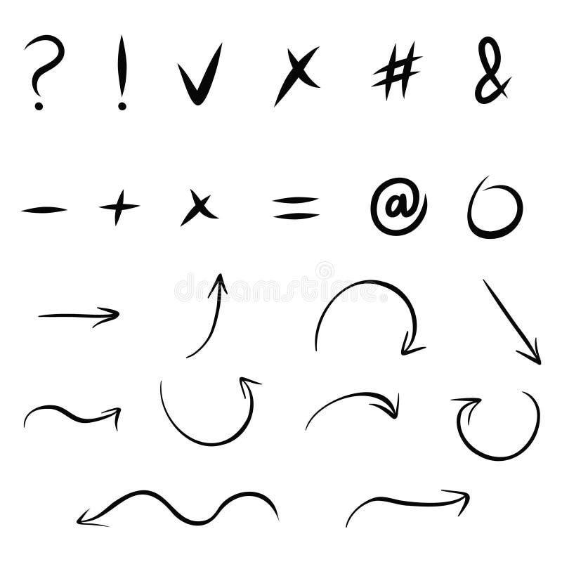 Doodle Vector Arrows and Design Elements. Hand Drawn Set of Icons ...