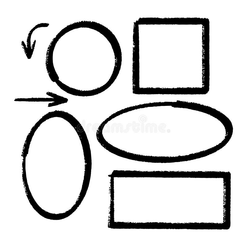 Doodle Vector Circles Rectangles. Hand Drawn Set Stock Illustration ...