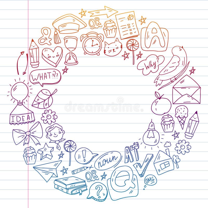 Doodle Vector Concept Illustration of Learning English Language ...