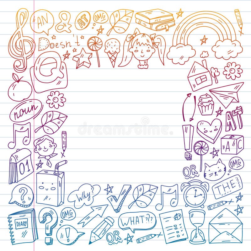 Doodle Vector Concept Illustration of Learning English Language ...