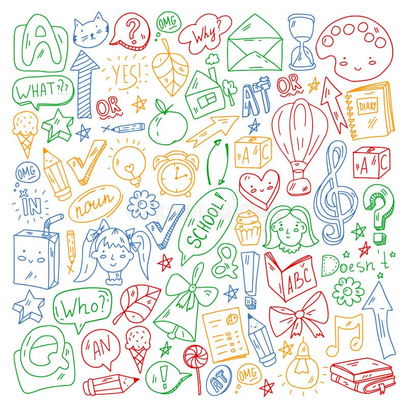 Doodle Vector Concept Illustration Of Learning English Language ...