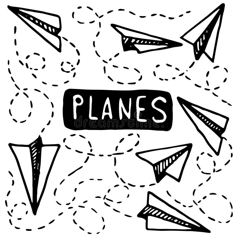 Doodle Vector Hand Drawn Sketch with Paper Planes. Stock Vector ...