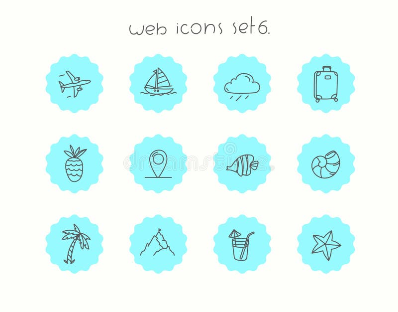 Doodle Vector Icons Set Isolated on White Stock Vector - Illustration ...
