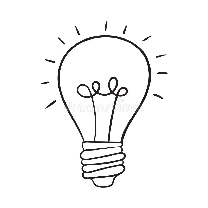 Doodle Vector Illustration of a Light Bulb in Cartoon Style Stock ...