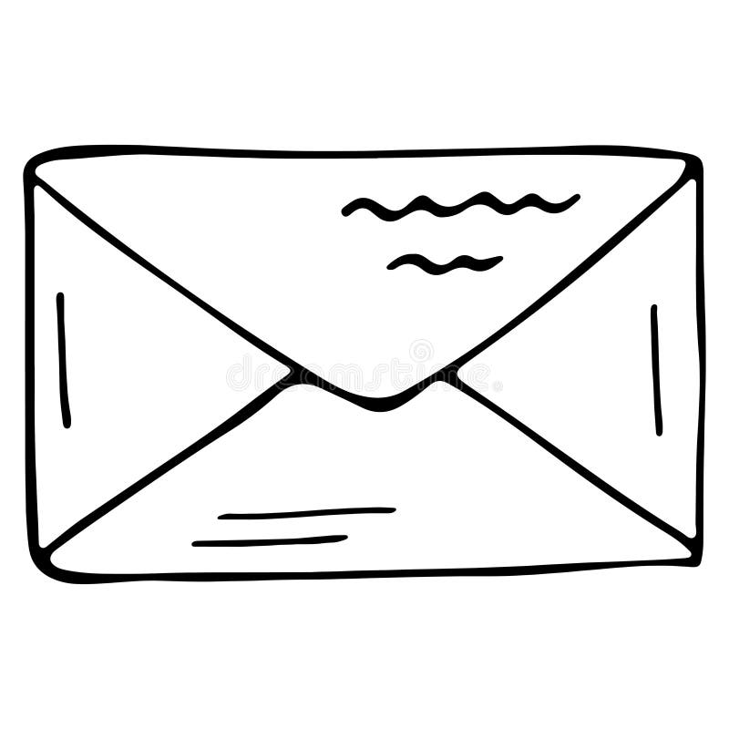 Doodle Vector Letter Envelope. Hand Drawn Logo or Icon with Thin Black ...