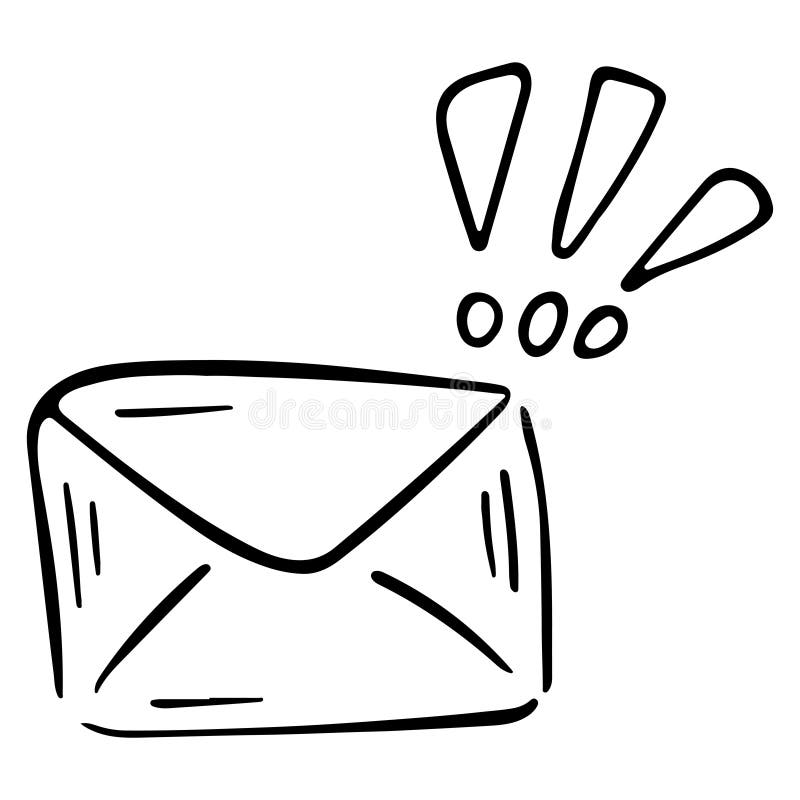 Doodle Vector Letter Envelope. Hand Drawn Logo or Icon with Thin Black ...