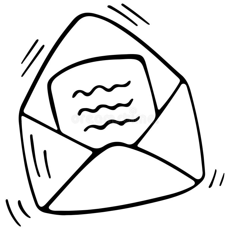 Doodle Vector Letter Envelope. Hand Drawn Logo or Icon with Thin Black ...