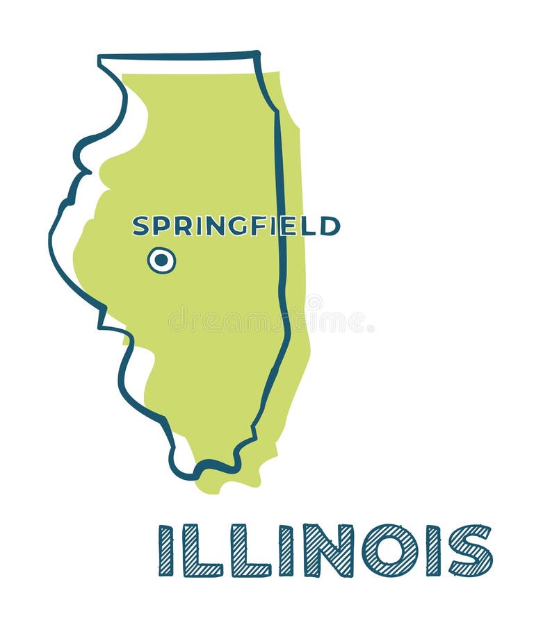 Doodle Vector Map of Illinois State of USA Stock Vector - Illustration ...