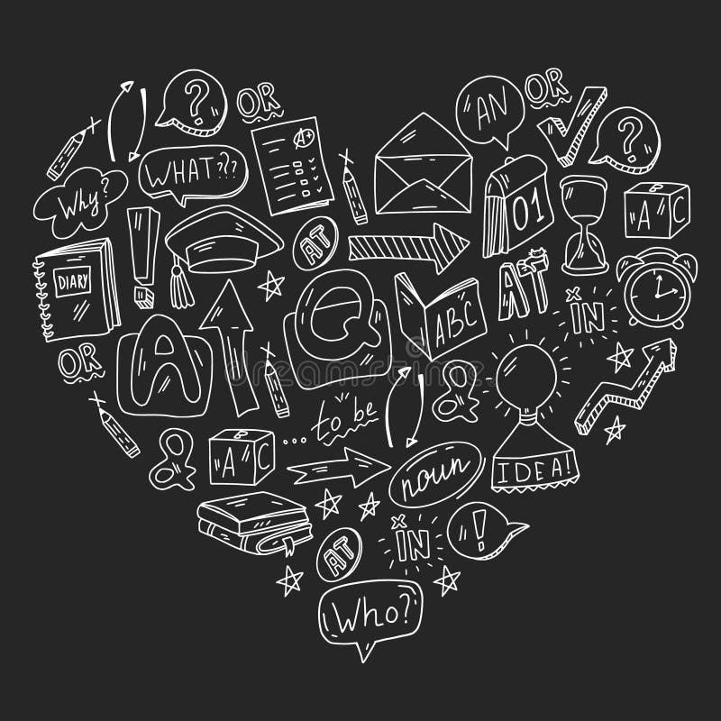 Doodle Vector Pattern. Illustration of Learning English Language. E ...
