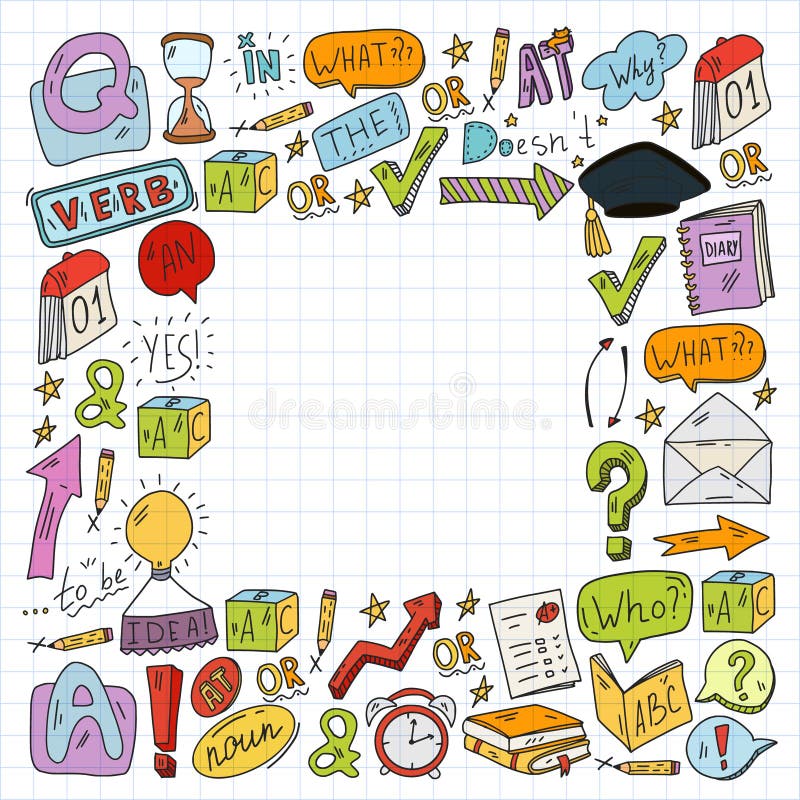 Doodle Vector Pattern. Illustration of Learning English Language. E ...