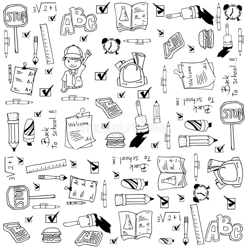 Doodle Vector of School Education Stock Vector - Illustration of book ...