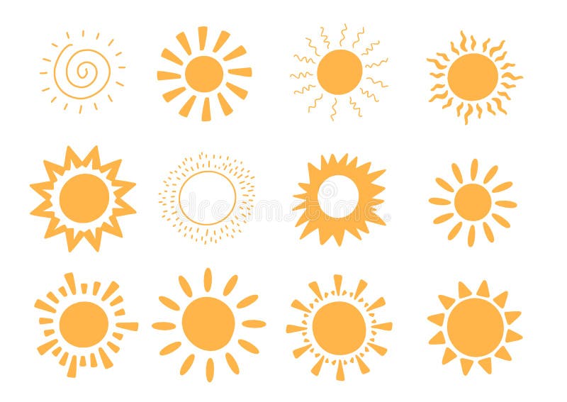 Doodle Vector Sun Collection. Sunshine Summer Concept. Abstract Warm ...