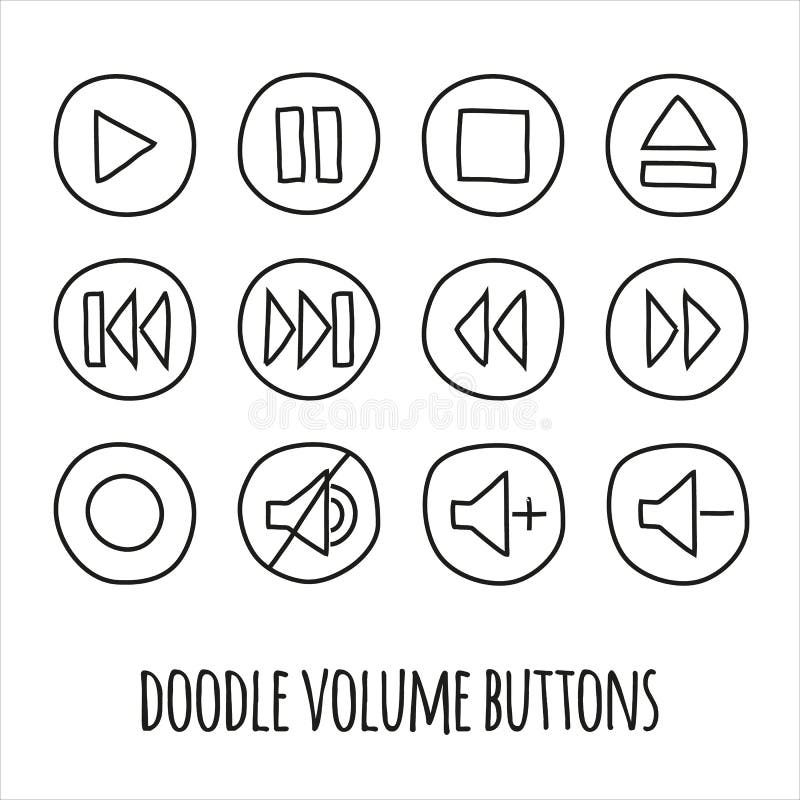 Doodle volume buttons stock vector. Illustration of audio - 91542518