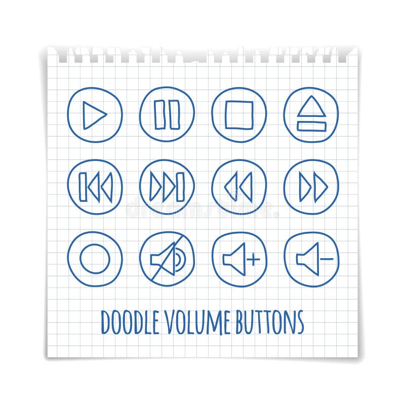 Doodle volume buttons stock vector. Illustration of play - 47089085